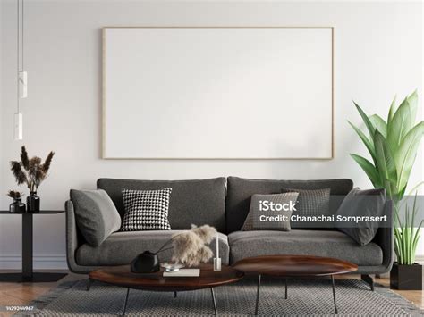 현대 인테리어 나무 바닥 콘크리트 벽 배경 스칸디나비아 스타일 로프트 스타일 3d 렌더링에서 포스터 프레임을 모의 0명에 대한 스톡 사진 및 기타 이미지 Istock