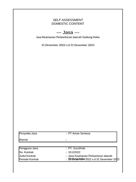 Form Self Assessment Tkdn Jasa Latihan Pdf