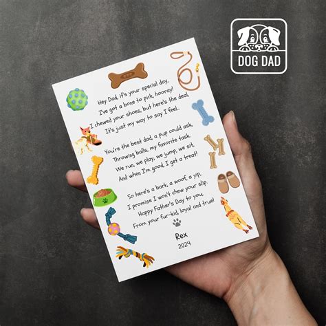 Fathers Day Card From The Dog Dog Dad Funny Greeting Card For Him