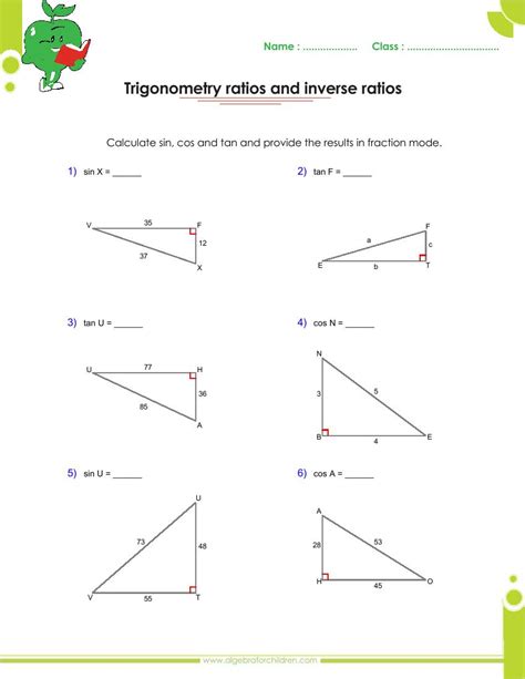 Trigonometry Word Problems Worksheets With Answers Pdf Free