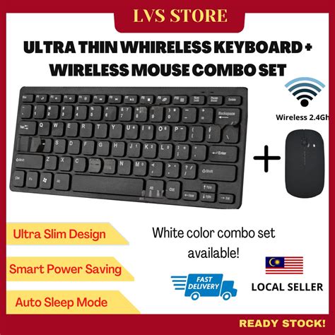 🔥ready Stock🔥ultra Thin Wireless 2 4ghz Mouse Keyboard Usb Combo Set Portable For Desktop Laptop