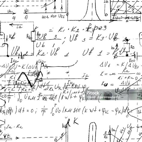 과학적인 원활한 텍스처 필기 수식 및 전자 부품 물리학 및 도식 다이어그램 고 소자의 회로 벡터입니다 개발에 대한 스톡 벡터 아트 및 기타 이미지 Istock