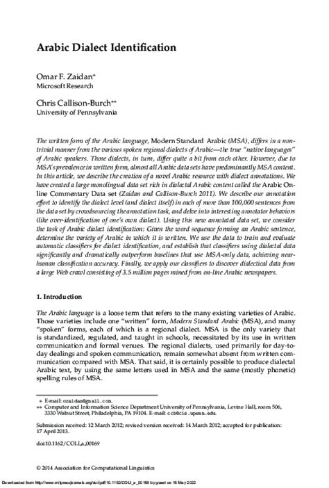 Pdf Arabic Dialect Identification
