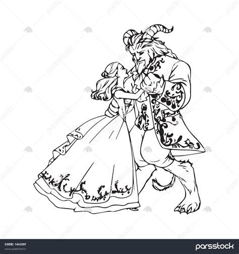 رنگامیزی دیو و دلبر در پس زمینه ی سفید 1442597