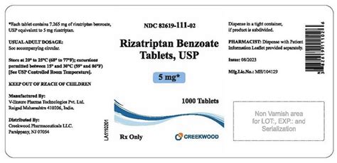 Rizatriptan Tablets Package Insert