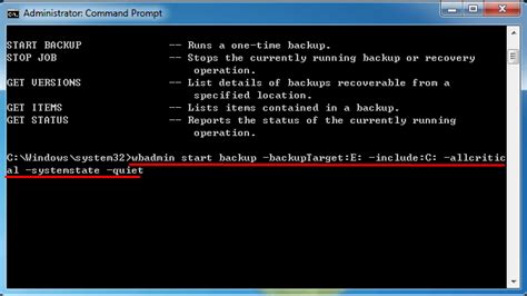 use windows 7 backup command line to securely back up
