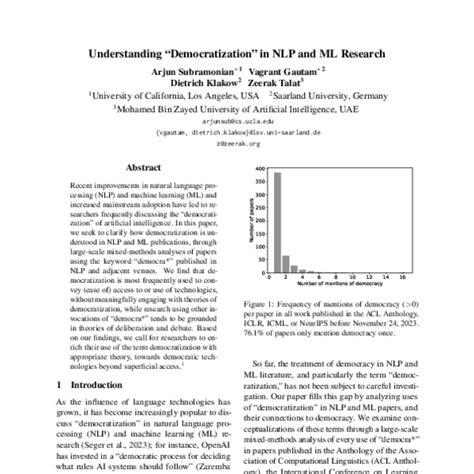 Understanding Democratization” In Nlp And Ml Research Acl Anthology