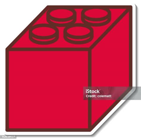 Sticker Design With Red Block Isolated Stock Illustration Download