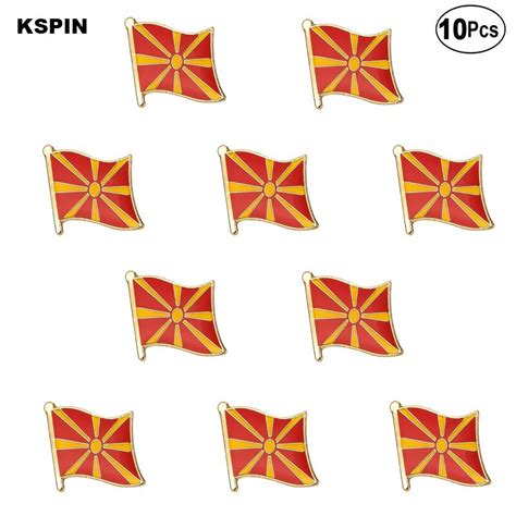 Badu Bg 10 бр Партида Македонско знаме Игла за ревер Значка за знаме Брошка Игли Значки Badu Bg