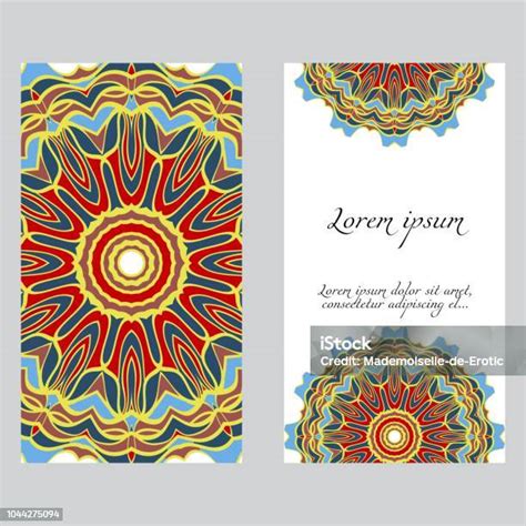 인사말 및 비즈니스 카드에 대 한 서식 파일이입니다 벡터 일러스트입니다 와 오리엔탈 패턴입니다 만다라입니다 웨딩 초대장 0명에 대한 스톡 벡터 아트 및 기타 이미지 Istock