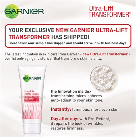 Check Your Emails ~ Garnier Ultra Lift Transformer Samples — Deals From