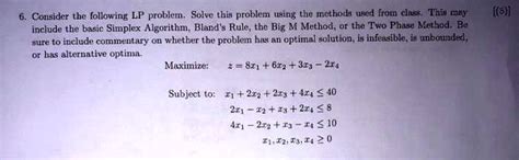 Consider The Following Lp Problem Solva This Problem Using Tho Method Ueodd From Clasg This Mex