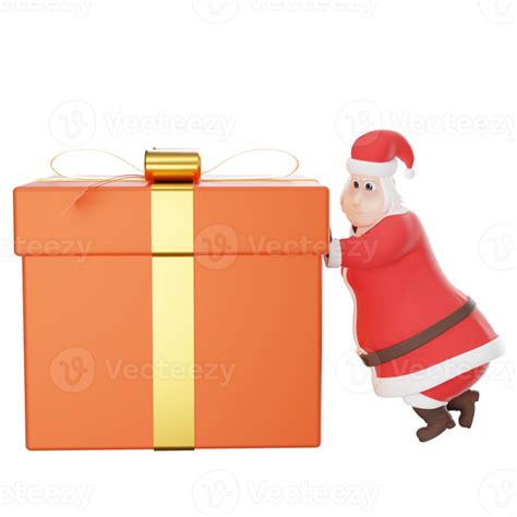 Santa Claus Illustration Design In 3d A Male Santa Master Walks Pushing