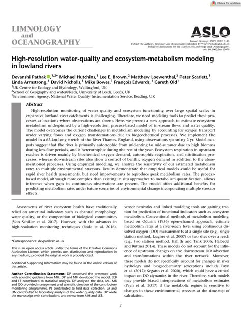 Pdf High Resolution Water Quality And Ecosystem Metabolism Modeling In Lowland Rivers