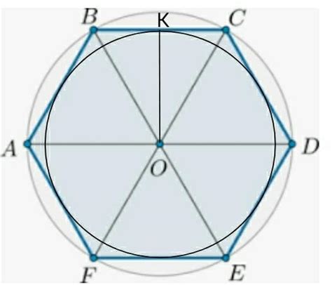 найдите длину окружности вписанной в правильный шестиугольник если диаметр окружности описанной