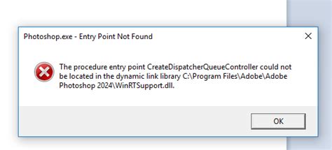 Photoshopexe Entry Point Not Found Adobe Product Community 14592669