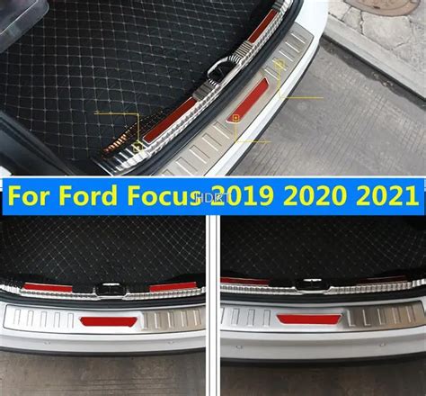 포드 포커스 용 자동차 스타일링 2019 세단 스테인레스 스틸 리어 범퍼 프로텍터 씰 트렁크 트레드 티몬