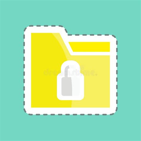 Sticker Line Cut Locked Folder Suitable For User Interface Symbol Simple Design Editable