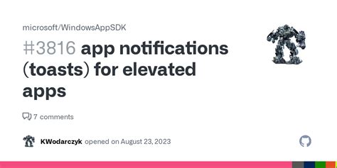 App Notifications Toasts For Elevated Apps · Issue 3816 · Microsoft