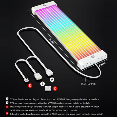 Pc Case Psu Extension Rgb Cable Atx 24pin Pci E Gpu 8pinx2 Neon Color Line Argb Streamer