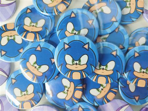 Sonic The Hedgehog Button Badge Sonic Kawaii Button Badge Etsy