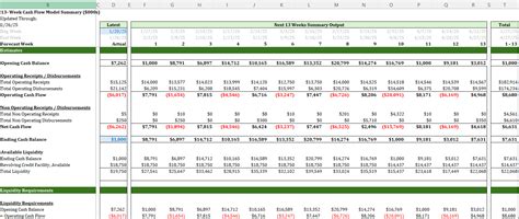 Free 13 Week Cash Flow Model Template