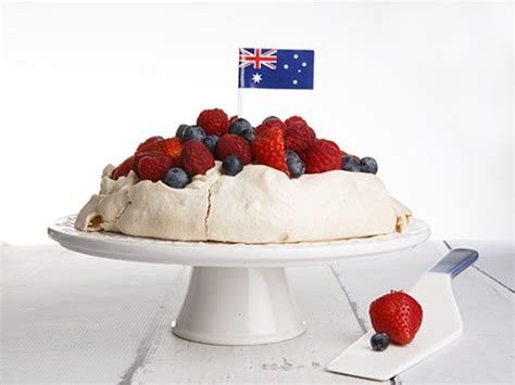 Berry Topped Australia Day Pavlova Pavlova Recipe Blue Desserts Food Activities Australian