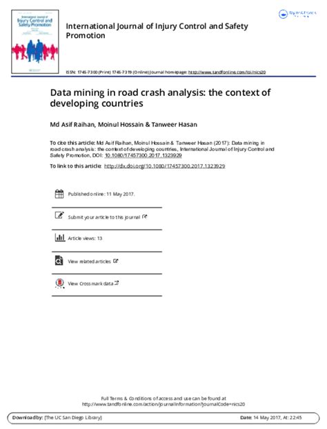 Pdf Data Mining In Road Crash Analysis The Context Of Developing