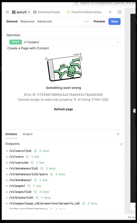 Trying To Do A POST From Retool To Notion Queries And Resources