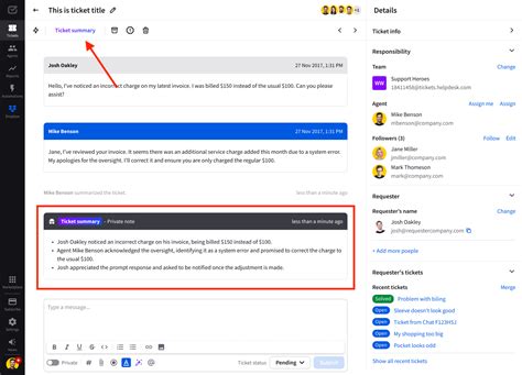 Ticket Summary Helpdesk Help Center