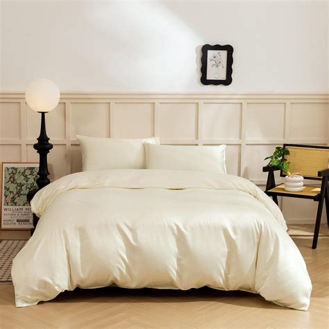 Dboze 3 Pieces Satin Duvet Cover With Zipper Closure Bedding Sets 1800