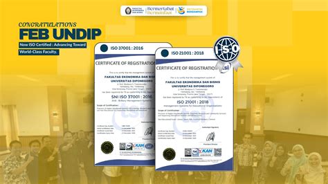 Feb Undip Raih Dua Sertifikasi Iso Untuk Tata Kelola Dan Mutu