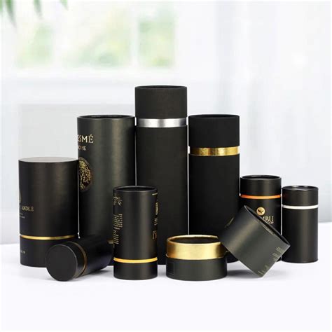 China Customized Black Cylindrical Perfume Packaging Box Manufacturers