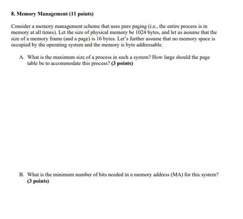 Solved 8 Memory Management 11 Points Consider A Memory