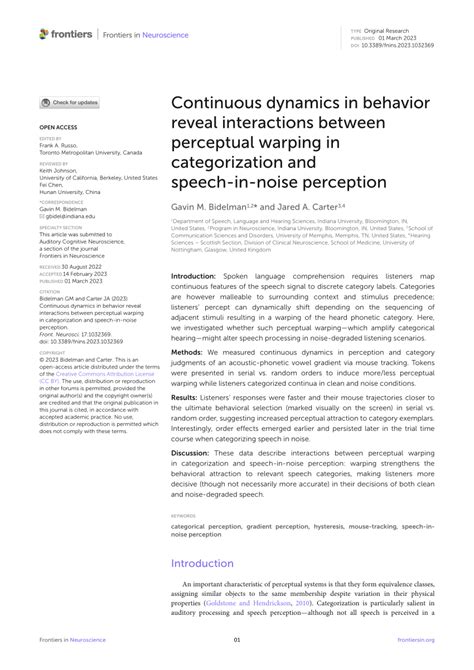 Pdf Continuous Dynamics In Behavior Reveal Interactions Between Perceptual Warping In