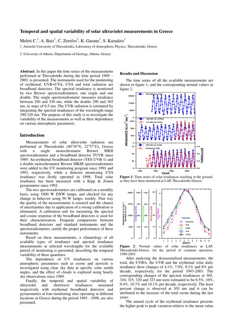 Pdf Temporal And Spatial Variability Of Solar Ultraviolet