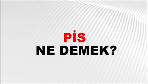 Pis Ne Demek Pis Kelimesinin Tdk Sözlük Anlamı Nedir Ntv Haber