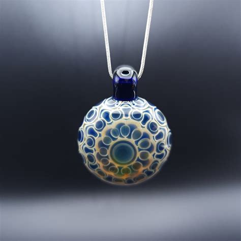 cobalt blue dot stack borosilicate glass art heady necklace etsy