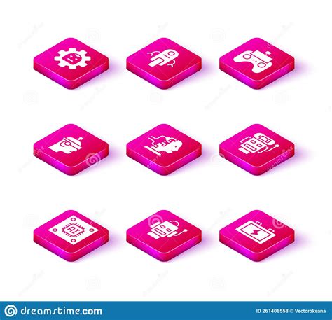 set processor with microcircuits cpu robot smart glasses for maintenance battery low