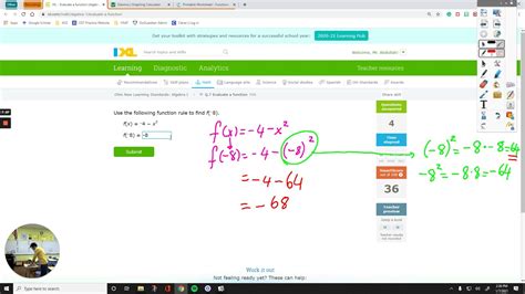 Ixl Algebra 1 Q7 Evaluate A Function R96 Youtube