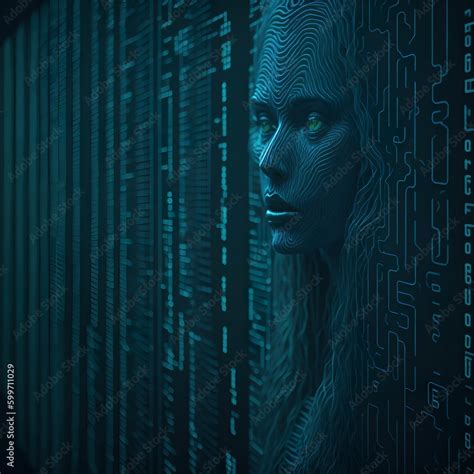 Artificial Intelligence Women Ai Face In Data Sharing Biometric Authentication Ki And Access