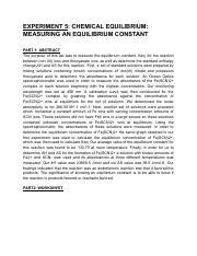 EXP5 LAB REPORT Pdf EXPERIMENT 5 CHEMICAL EQUILIBRIUM MEASURING AN EQUILIBRIUM CONSTANT