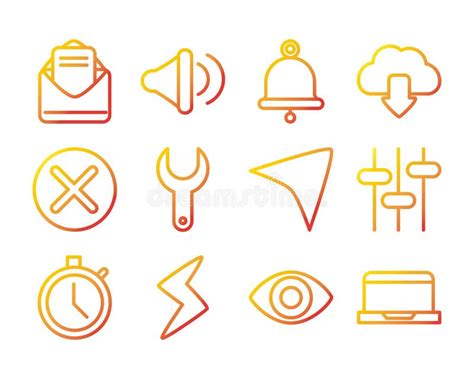 Interface Internet Web Technology Digital Icons Set Stock Vector