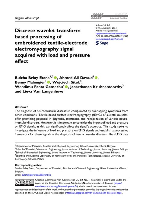 Pdf Discrete Wavelet Transform Based Processing Of Embroidered Textile Electrode