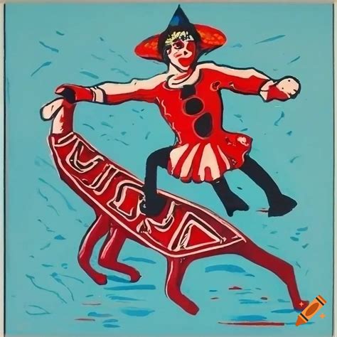 Lino Print Of Circus Performers On Craiyon