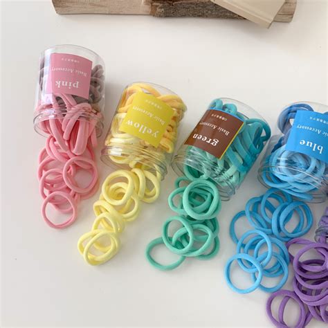 [1 1 대용량 100개set] 파스텔 쫀쫀 고무줄 컬러 머리끈 헤어끈 6color