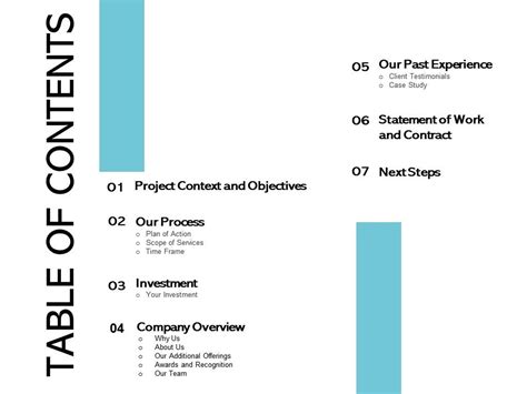Table Of Contents Project Context And Objectives Ppt Infographics Presentation Graphics