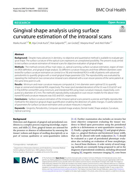 Pdf Gingival Shape Analysis Using Surface Curvature Estimation Of The Intraoral Scans