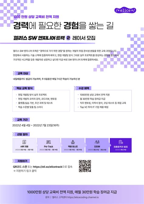 전액 무료 실무 프로젝트부터 채용 매칭까지 웹 개발 풀코스 교육 엘리스 Sw 엔지니어 트랙 2기 모집 공모전 대외활동 링커리어