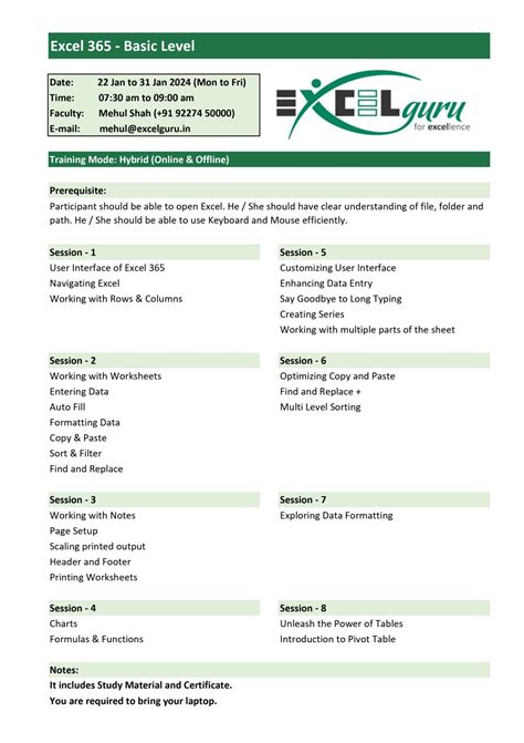 Excel Guru On Linkedin Excel 365 Basic Level 22 Jan To 31 Jan